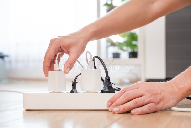 Electrical Plug in Outlet Socket at Home Stock Image - Image of network ...