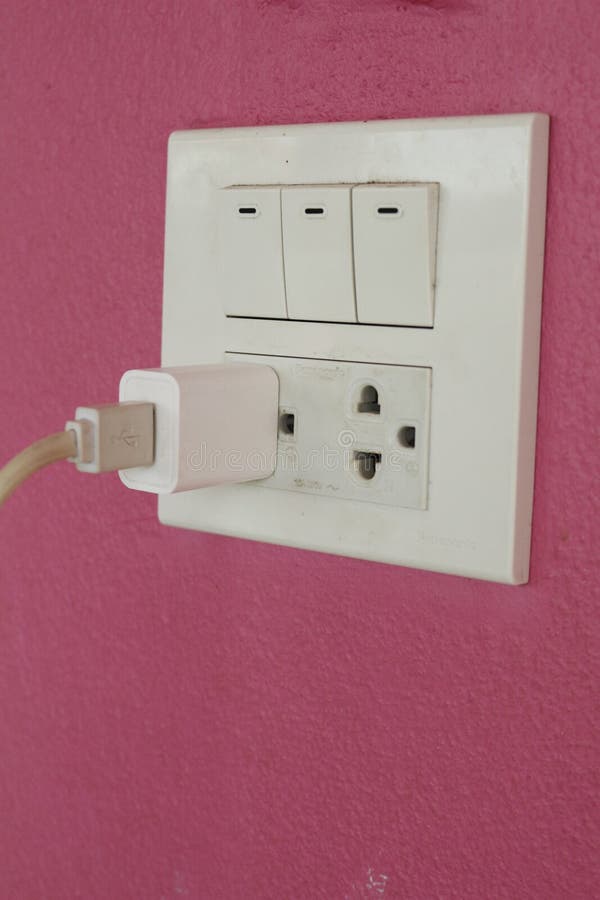 Electrical Plug and Pink Background Stock Image - Image of european ...