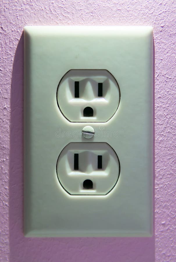 Electrical Plug on a Pink Wall Stock Photo - Image of attention ...