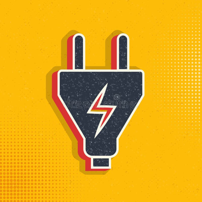 Electrical Plug Pop Art, Retro Icon. Vector Illustration of Pop Art ...