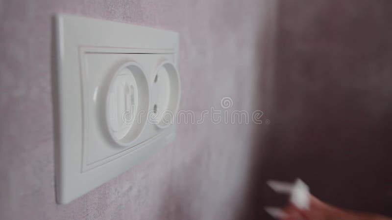 Electrical Plug in the Socket To Protect Children from Electric Shock ...