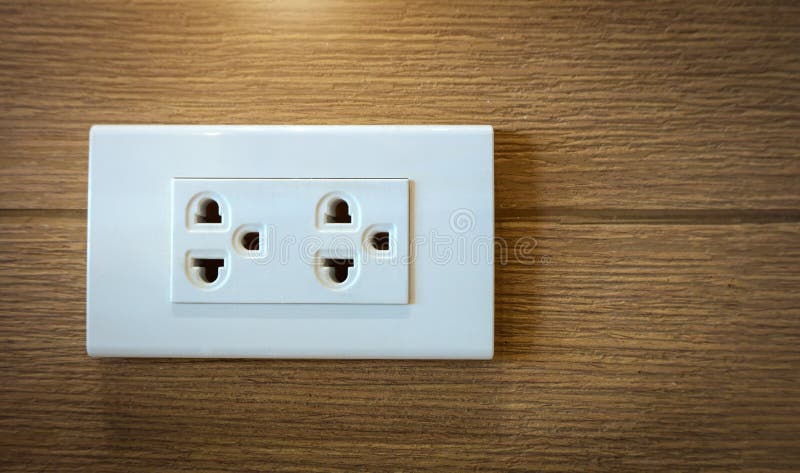 Electrical Plug Socket on Wooden Wall Stock Photo - Image of simple ...