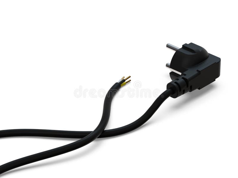 Electrical Plug with Stranded Wire. Euro Plug. 3D Illustration. Stock ...