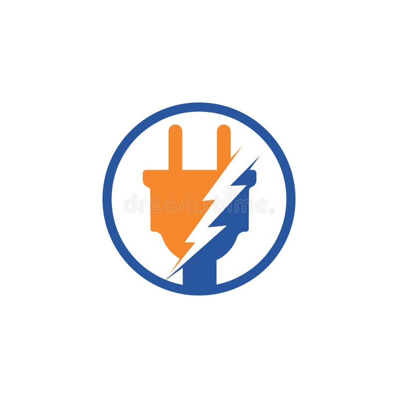 Electrical Plug and Thunderbolt Vector Logo Design. Stock Vector ...