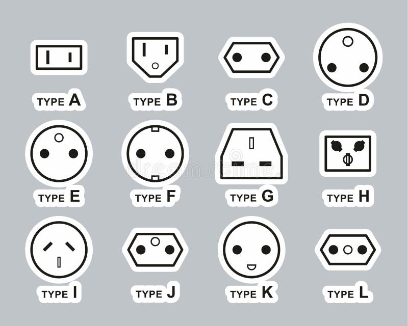 Electrical Plug Types stock vector. Illustration of type - 54832088