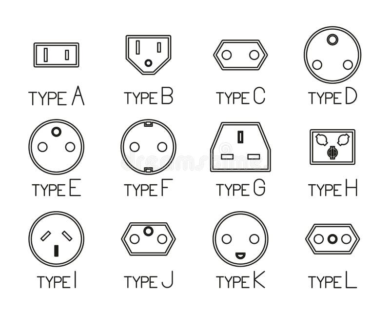 Electrical Plug Types stock vector. Illustration of type - 54832088