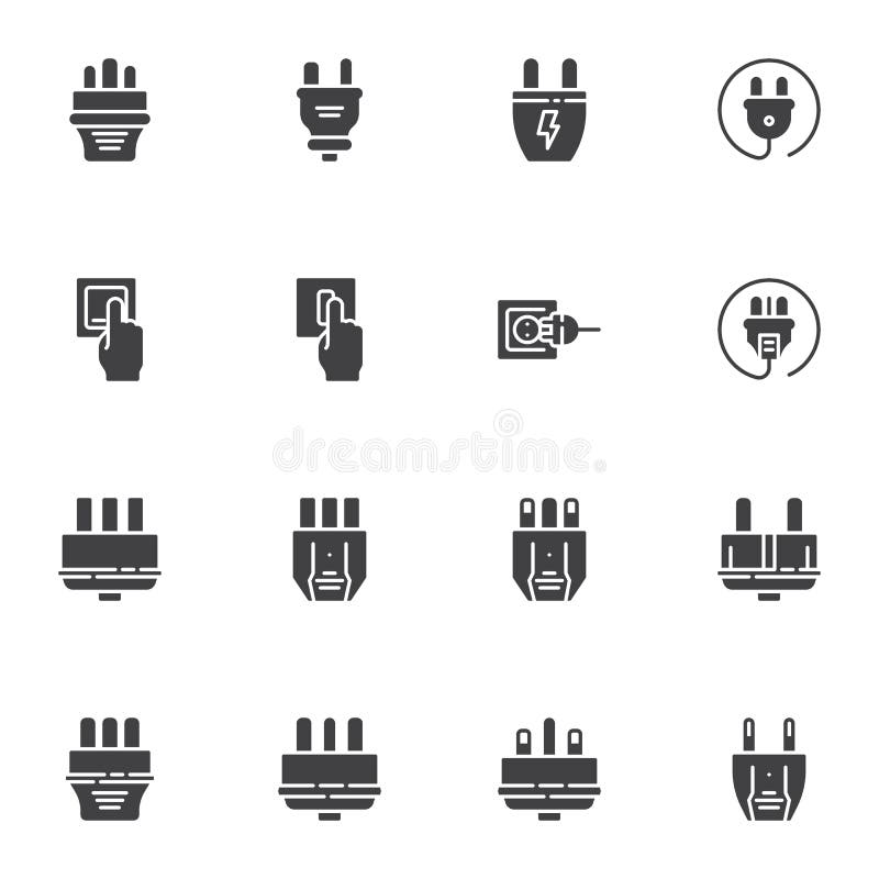 Electrical Plug Vector Icons Set Stock Vector - Illustration of symbol ...