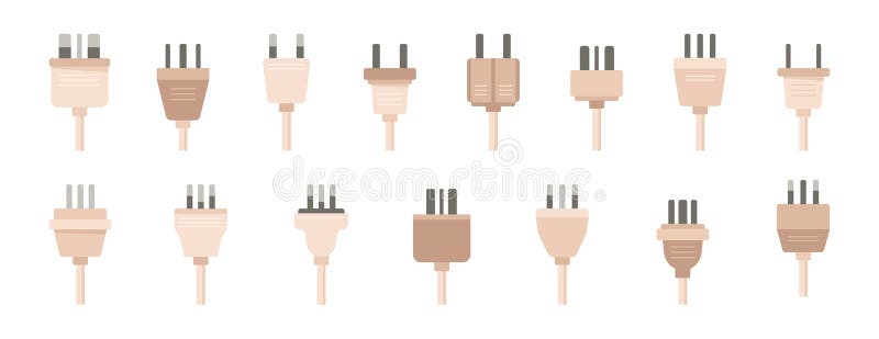 Electrical Plugs with Different Kind of Pins Stock Illustration ...