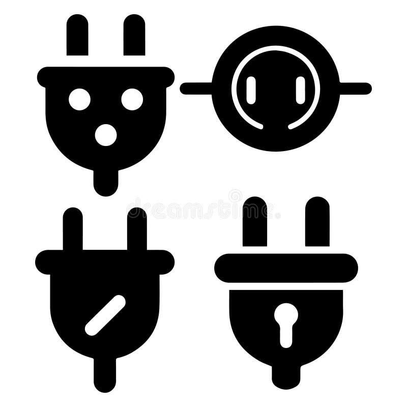 Electrical Plugs and Socket Icons Power Connection Stock Illustration ...