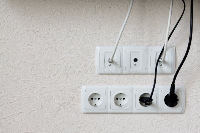 Electrical Plugs in Wall Outlet Stock Image - Image of technology ...