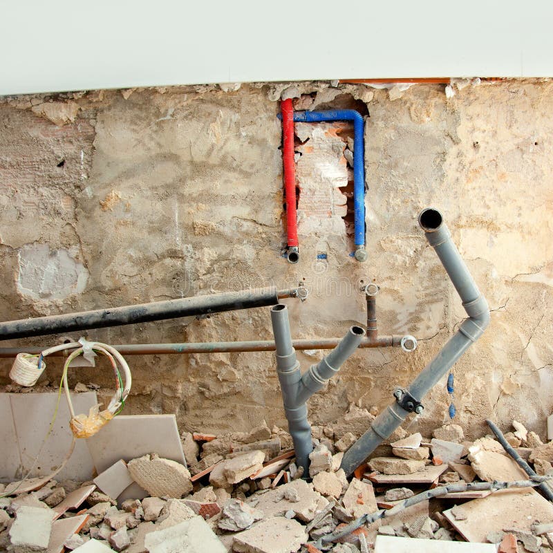 Electrical and Plumbing Installation in Kitchen Work Stock Photo ...