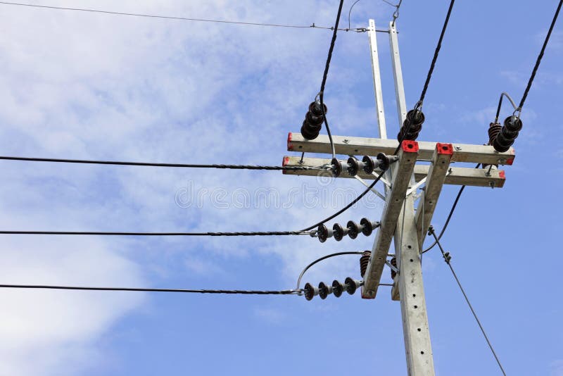 Electrical Pole Buck Arm Type Stock Image - Image of suspension, post ...