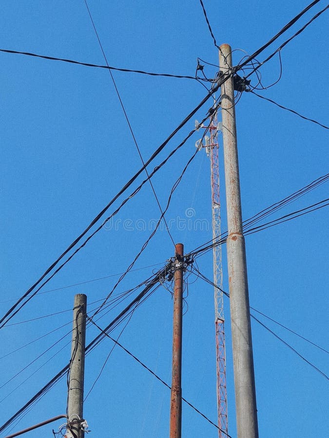Electrical Pole Distribution at the Summer Daylight Stock Photo - Image ...