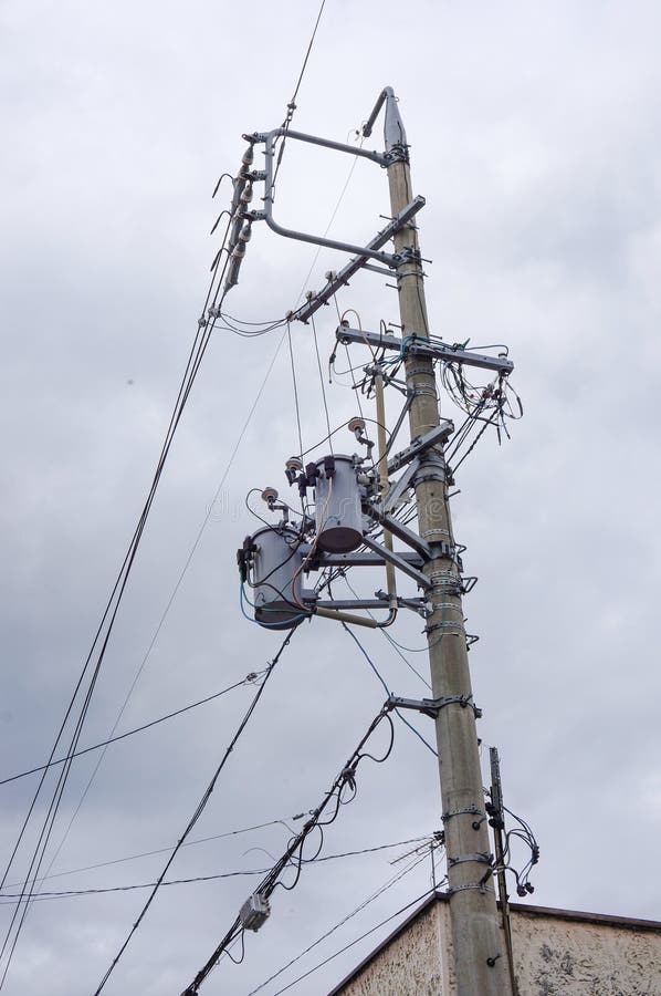 Electrical Pole with Sky Background Stock Photo - Image of overhead ...