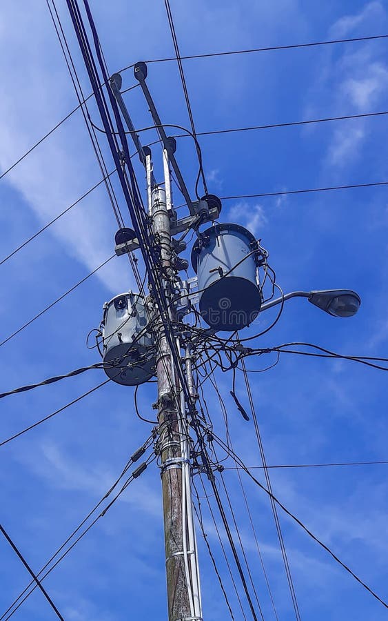 Electrical Pole with Transformators Under Clear Weather Stock Image ...