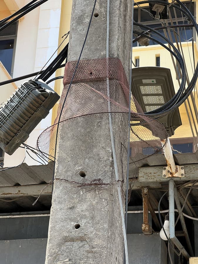 Electrical Pole with Wire and Cable Stock Photo - Image of construction ...