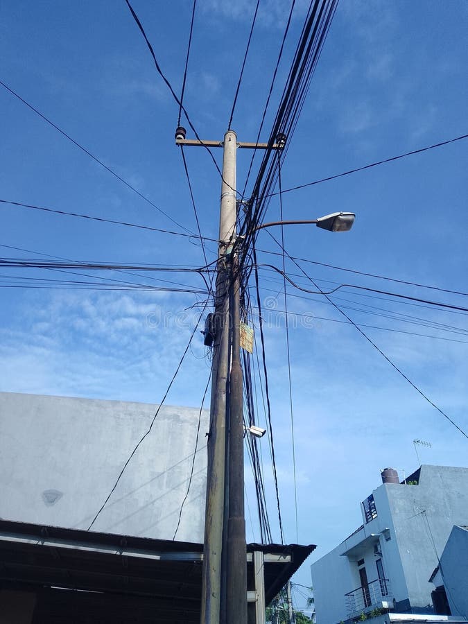 Conditions for Installing Electrical Pole Cables in Housing Stock Image ...