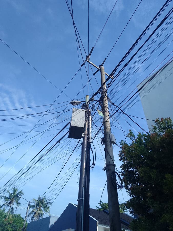 Conditions for Installing Electrical Pole Cables in Housing Stock Photo ...