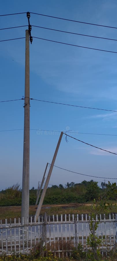 Electrical Poles Tilt Due To Ground Movement Stock Image - Image of ...