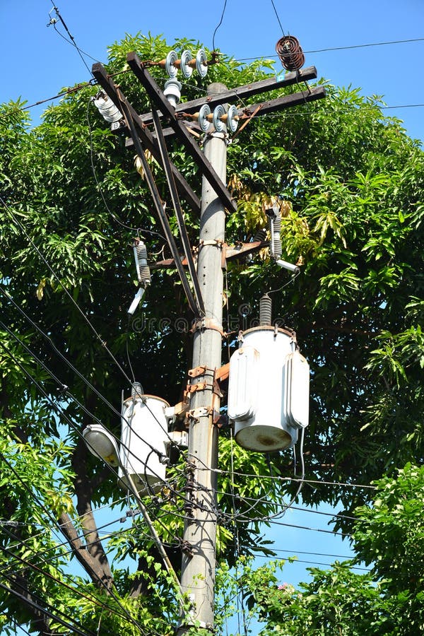 Electrical Post with Cable Wire Stock Photo - Image of electrical ...