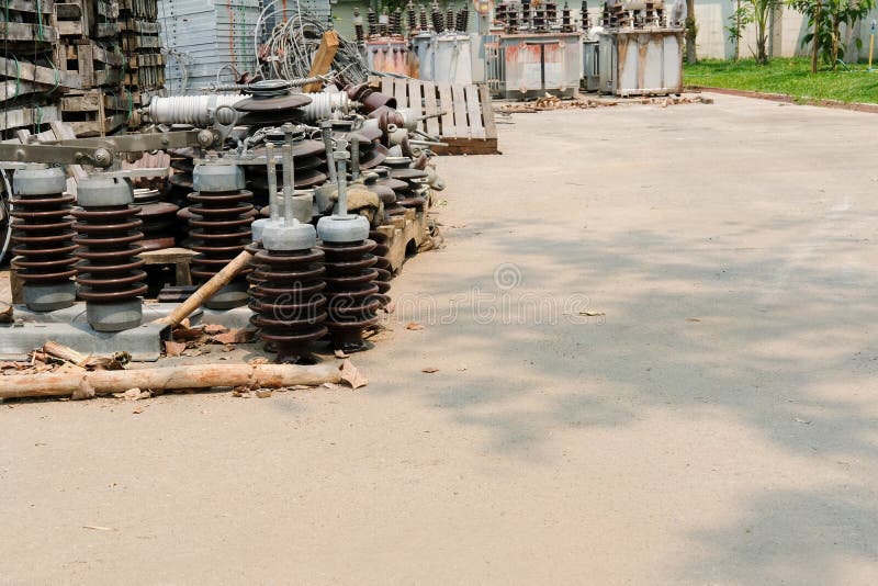 Electrical Post. High Voltage Electric Equipment Stock Image - Image of ...