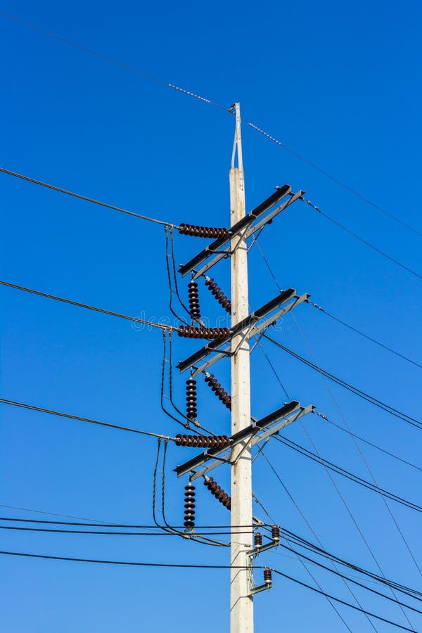 Electrical Post with Power Cable Stock Image - Image of danger ...