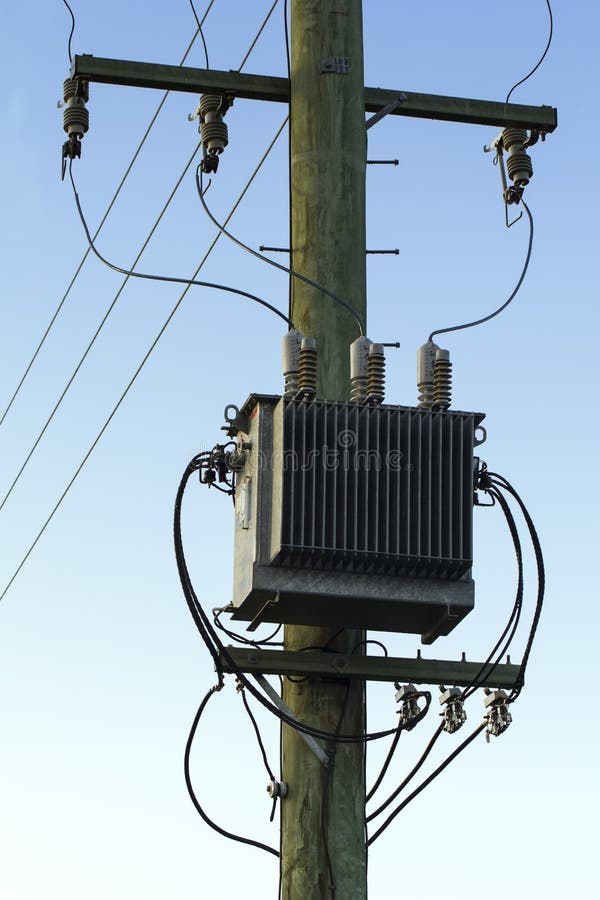 Electrical Post and Transformers Stock Photo - Image of dioxide, blue ...