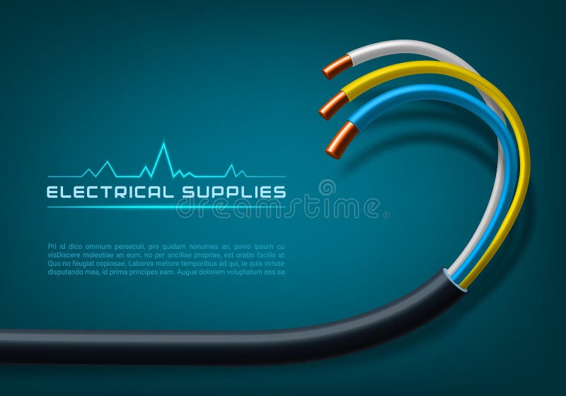 Electrical Power Cable 3d Banner or Poster Stock Vector - Illustration ...