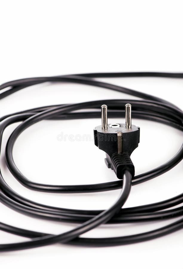 Electrical Power Cable with EU Plug. Object is Isolated on White ...