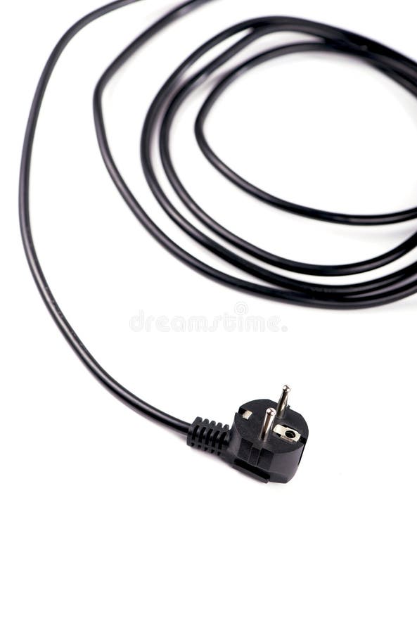Electrical Power Cable with EU Plug. Object is Isolated on White ...