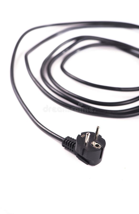 Electrical Power Cable with EU Plug. Object is Isolated on White ...