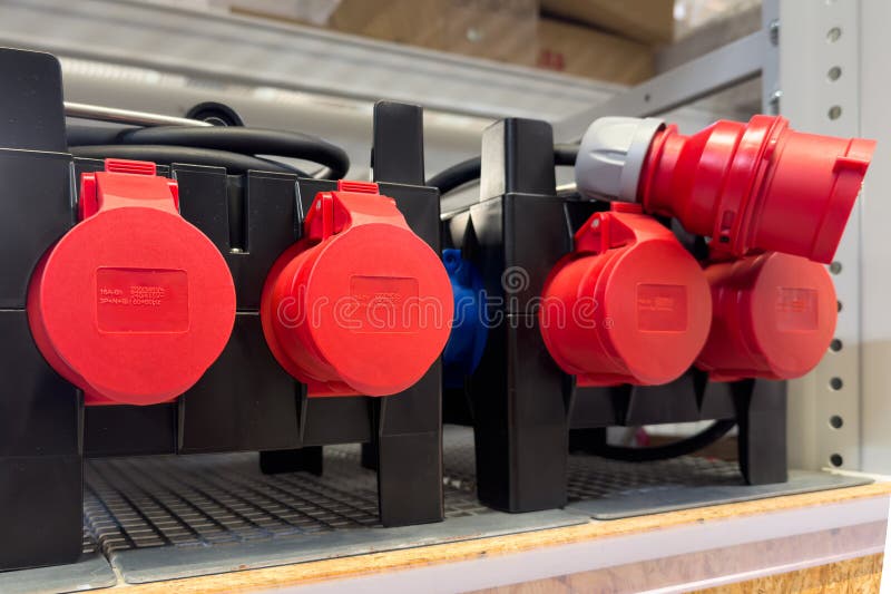 Electrical Power Distribution Connectors Installed on a Shelf in a ...