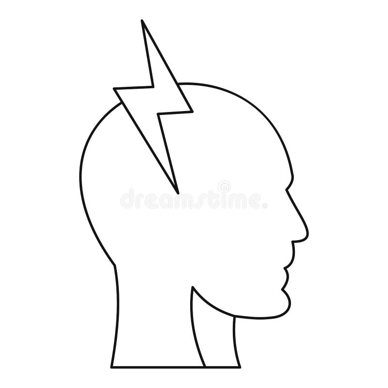 Electrical Power in Human Head Icon, Outline Style Stock Vector ...