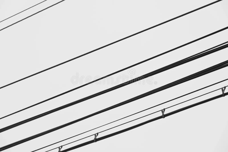 Electrical Power Line Cables on the Air on Natural White Background ...