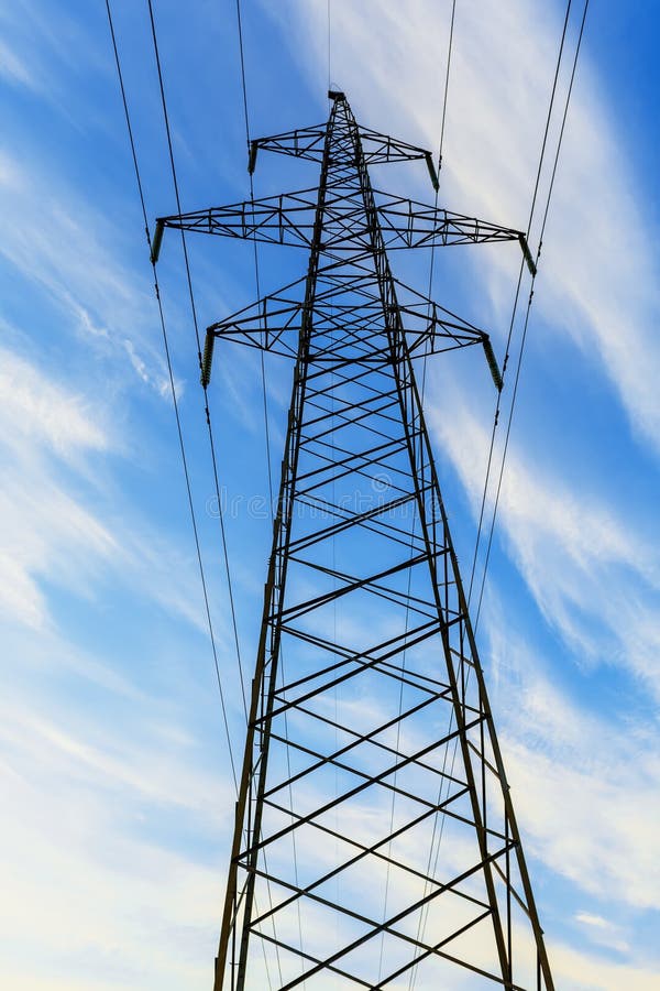 Electrical Power Lines As Sun Sets in Background Stock Image - Image of ...