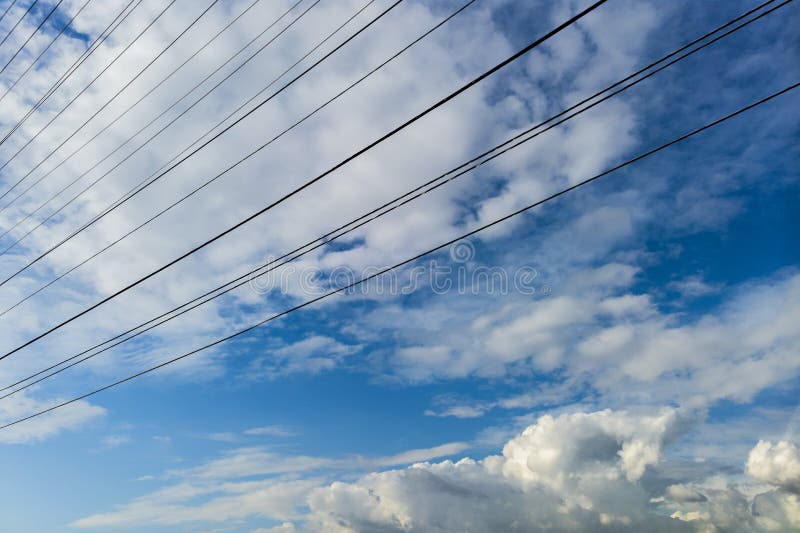 Electrical Power Lines with Clouds Stock Image - Image of heavens ...