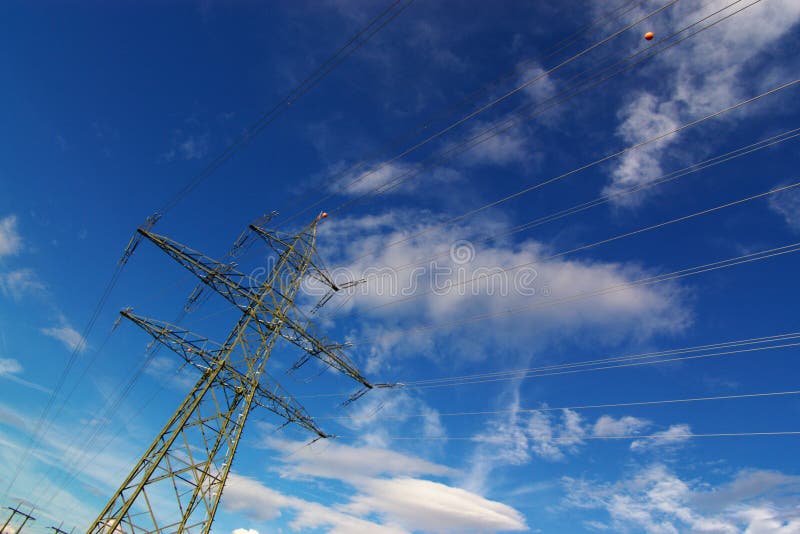 Electrical Power Lines in Sky Stock Image - Image of frame, generation ...