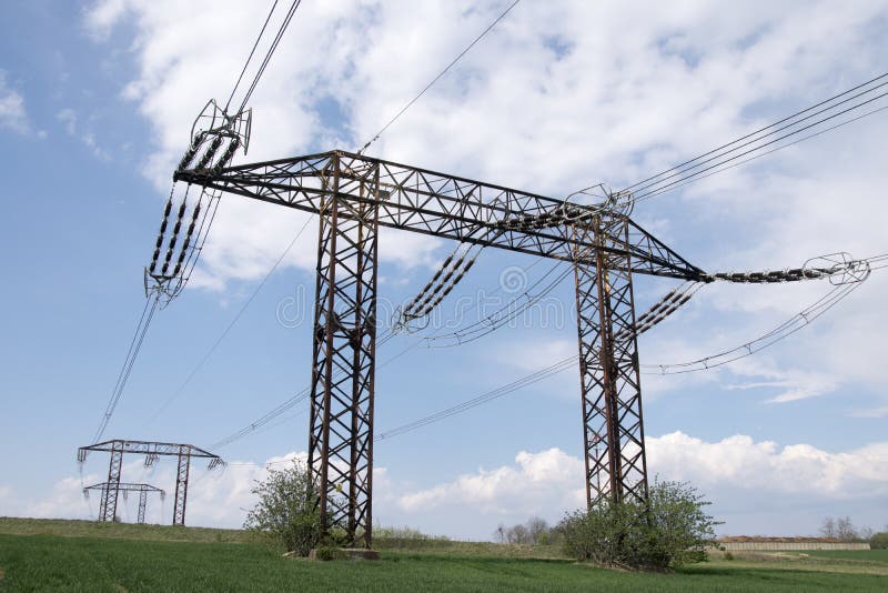 Electrical Power Lines and Towers at Sunset. Stock Photo - Image of ...