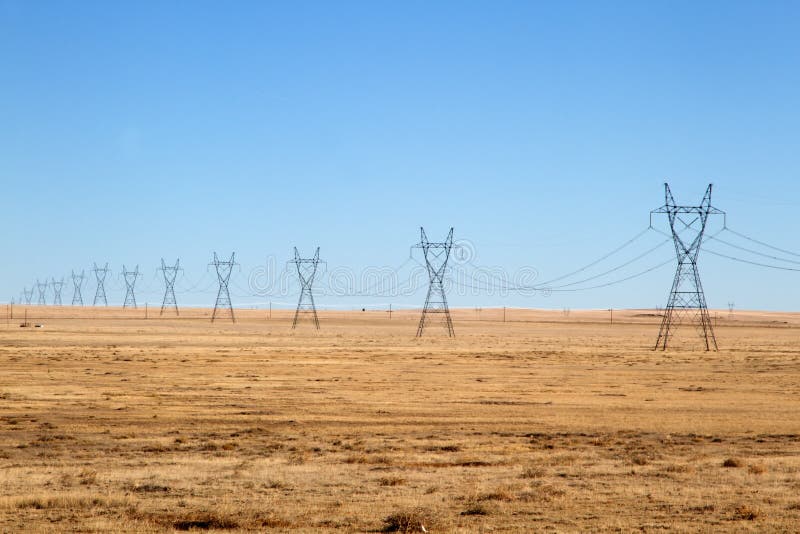 Electrical Power Lines Under A Blue Sky Stock Image - Image of ...