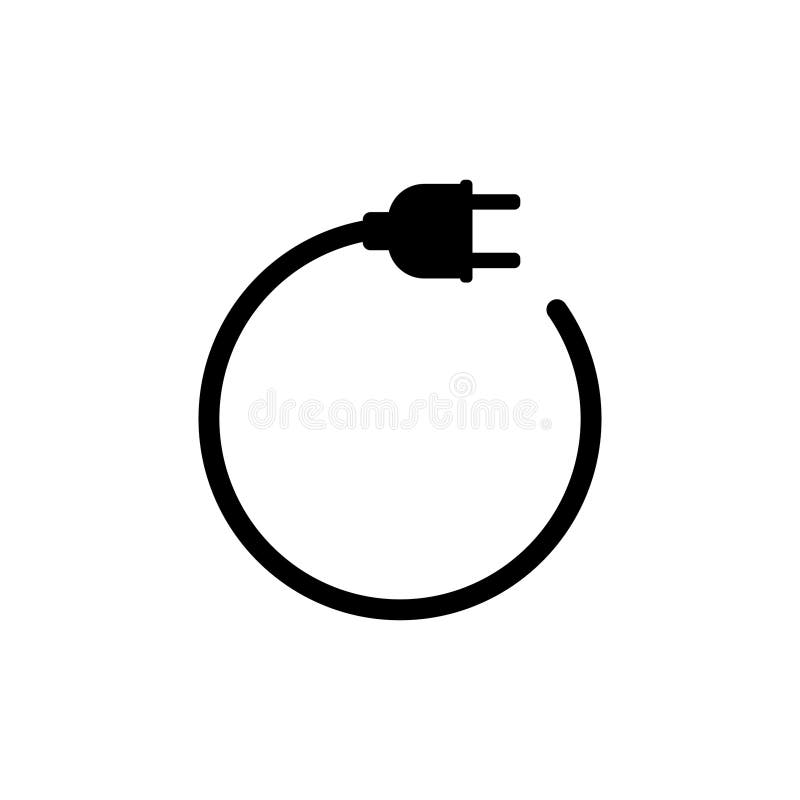 Electrical Power Plug Icon with a Long Round Wire. Stock Vector ...