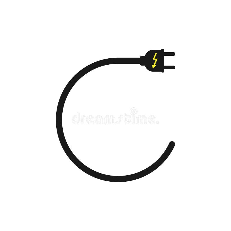 Electrical Power Plug with a Long Round Wire and Voltage Lightning ...