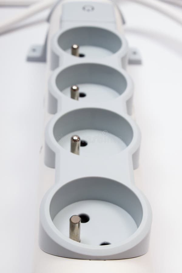 Electrical Power Strip with Switch on-off on White Background Stock ...