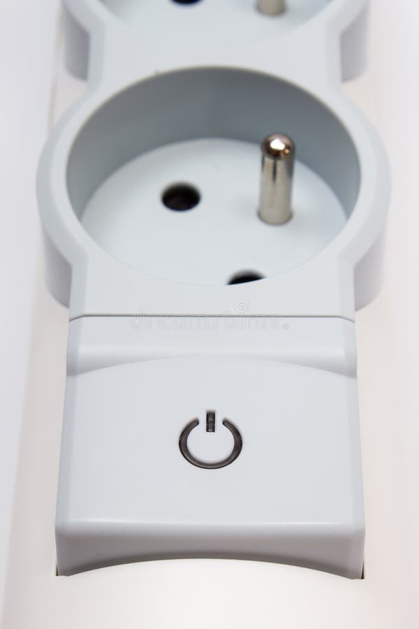 Electrical Power Strip with Switch on-off on White Background Stock ...