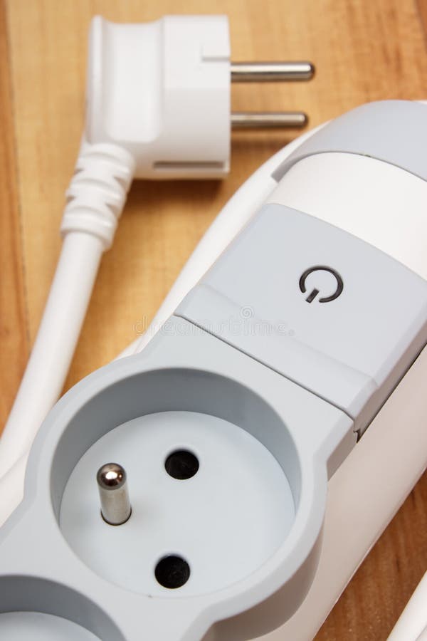 Electrical Power Strip with Switch on-off on Wooden Floor Stock Image ...