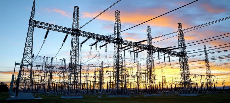 Electrical Power Substation at Sunset Energy Infrastructure and Power ...