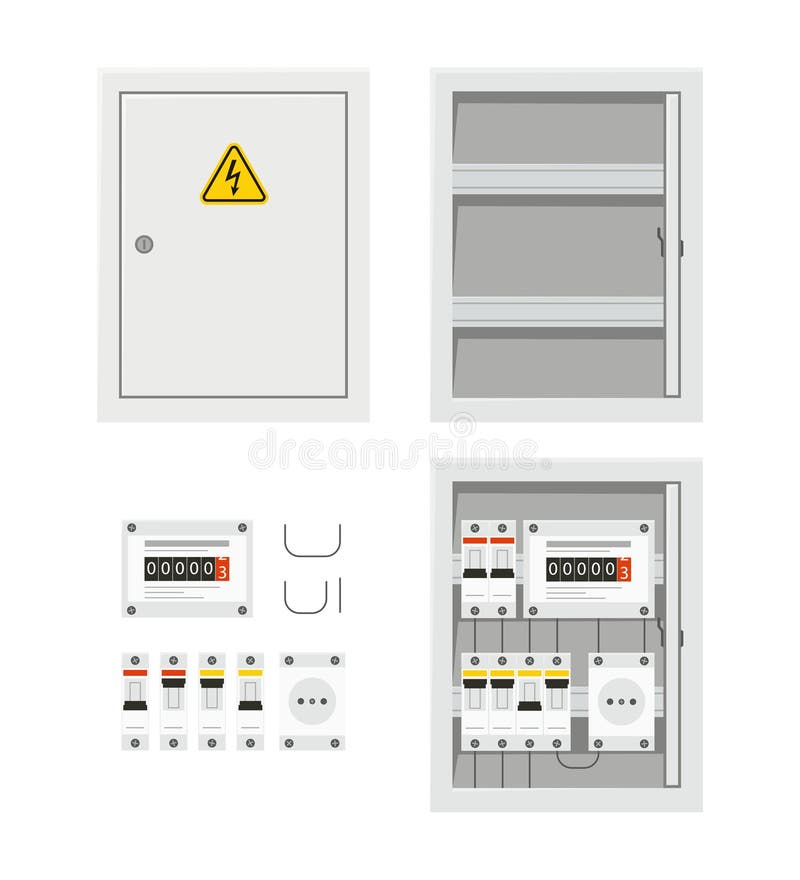 Electrical Power Switch Panel with Open and Close Door. Fuse Box Stock ...