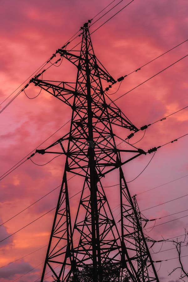 Electrical Power at the Thunder Sunset Evening Stock Photo - Image of ...