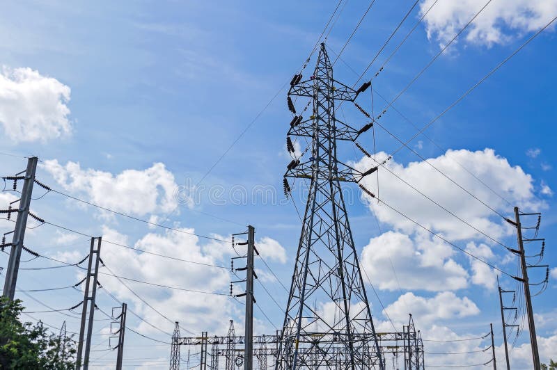 Electrical Power Tower and Plant Stock Image - Image of metal ...