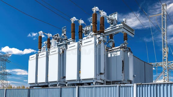 Electrical Power Transformers: a Modern Substation Under a Blue Sky ...