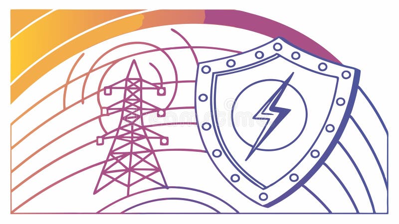Electrical Pylon with Shield, Power and Protection, Vector Design ...